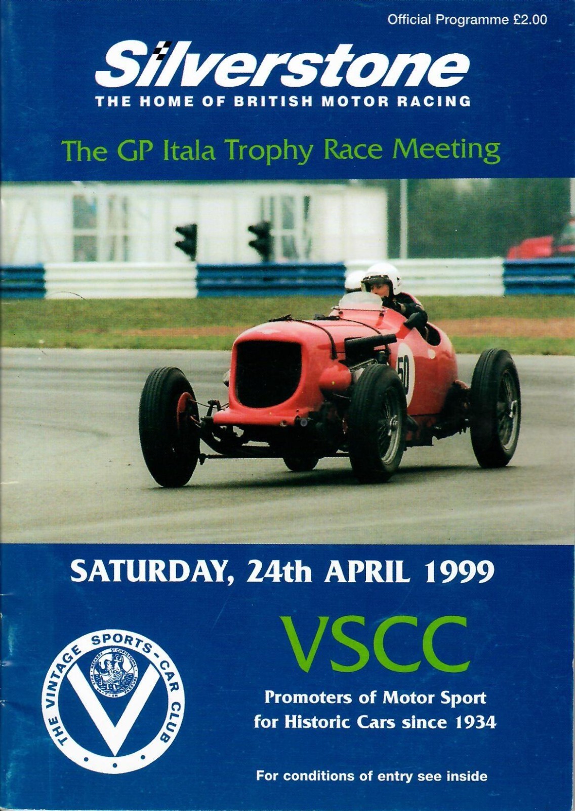 VSCC Silverstone 24th April 1999 Programme. Talbot-Lago, AC Hoyau ...
