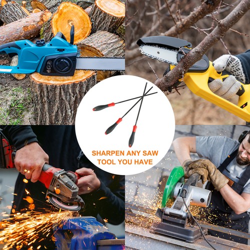 6Pcs Chainsaw Chain Sharpening File 13/64-Inch(5.2mm) with Black Steel ...