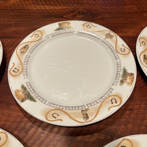 Set Of 7 American Atelier Cowboy Dinner Plates Saddle Rope Horseshoe ...