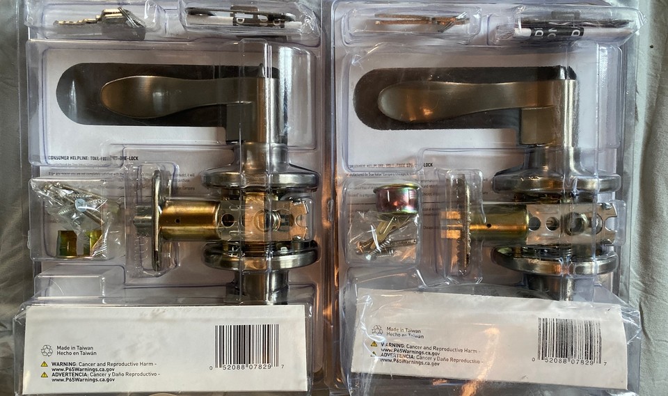 2 - TFH Tru-Guard Satin Nickel Reversible Naples Entry Lever Lockset ...