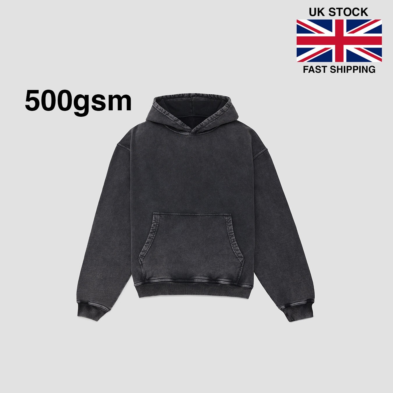 500gsm Blank Acid Wash Hoodie - Ultra Heavyweight Blank - Vintage Style ...