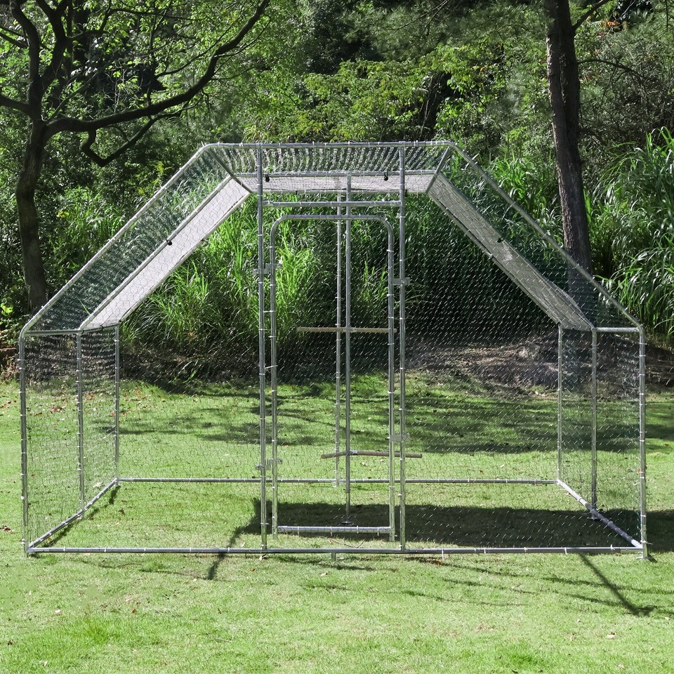 10x10FT Chicken Coop Run Walk In Poultry Cage Backyard Hen w/Climbing ...