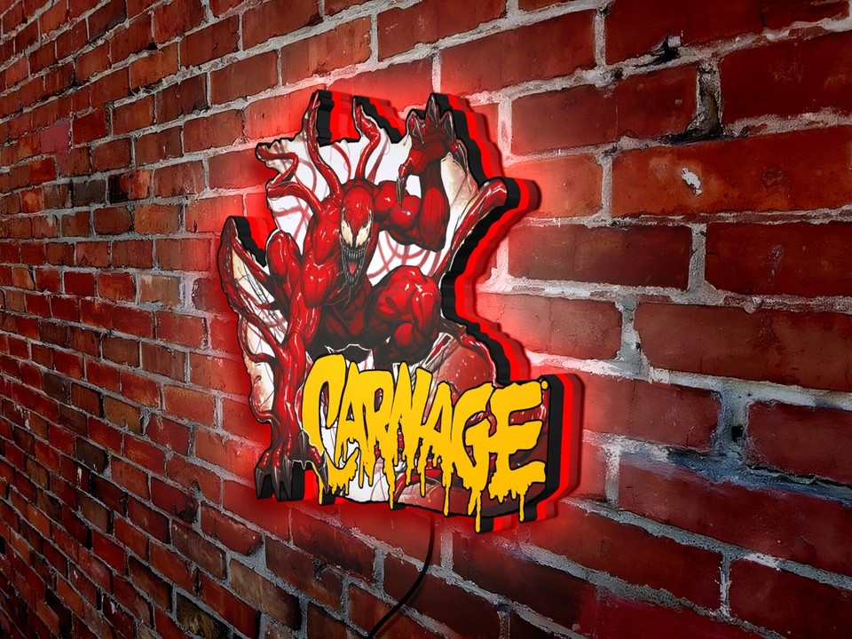 Menacing Carnage LED Sign - Unleash Chaos in Style! -- Dimmeable - USB ...