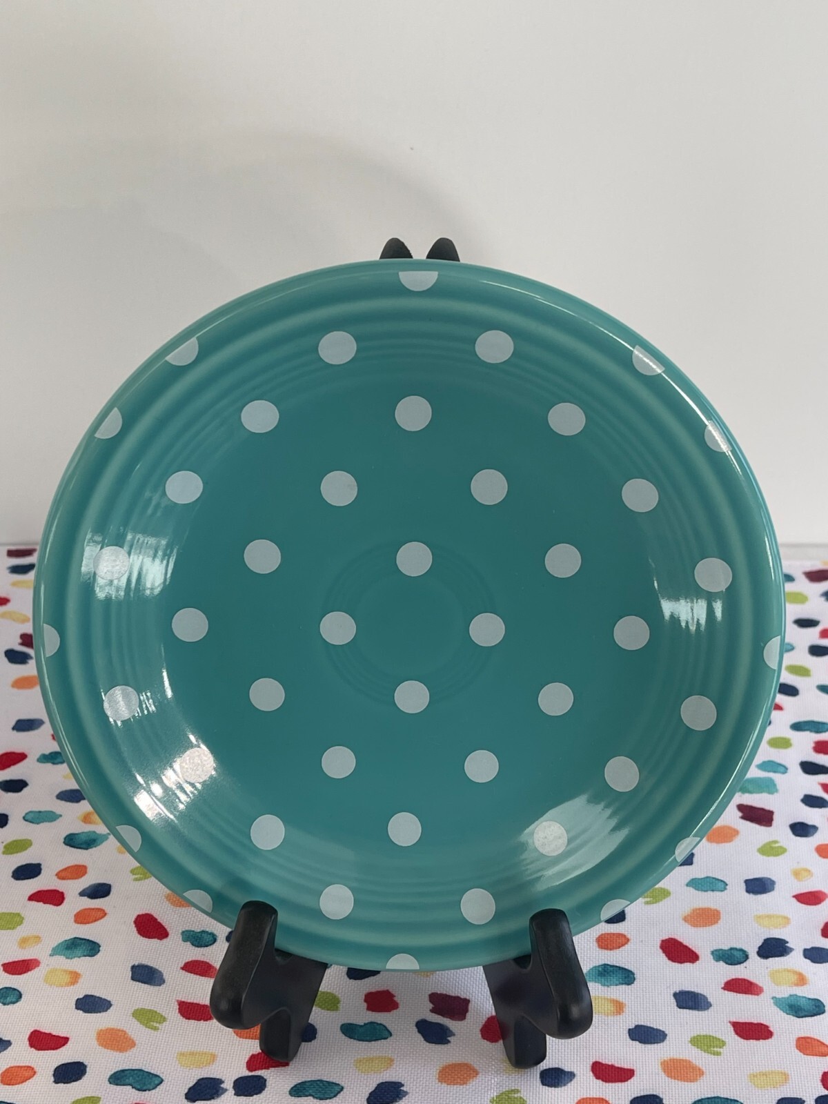 Fiestaware Turquoise Dot Salad Plate Fiesta Blue Exclusive Dots | eBay