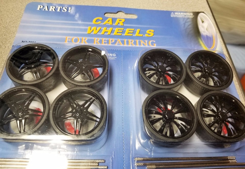 BLACK REPLACEMENT WHEELS & TIRES SET RIMS FOR 1/18 SCALE CARS AND ...