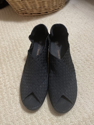 BM Bernie Mev Booties Black Woven Platform Wedge Shoes US 7-7.5 38 | eBay