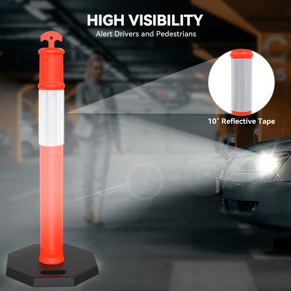 Brezelge 3 PACK Delineator Post w/ Base, 45" Traffic Delineator Posts ...