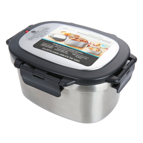 Mainstays 33 Oz Rectangular Insulated Food Container, Stainless Steel ...