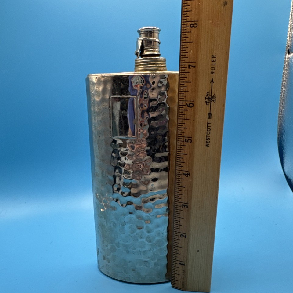 Flask Hammered Chrome West Germany Whiskey 12 oz Tin Lined Vintage Lid ...