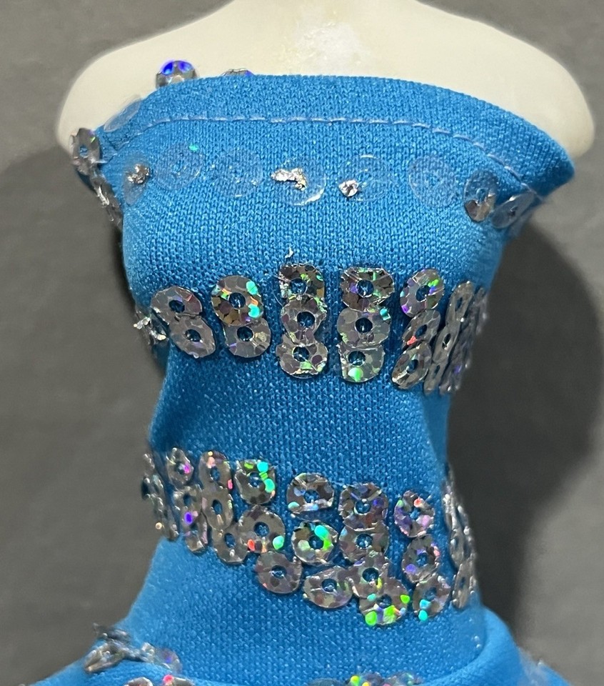Vintage Doll Dress Ball Gown Blue Sequin Fits 11.5" or similar Fashion ...