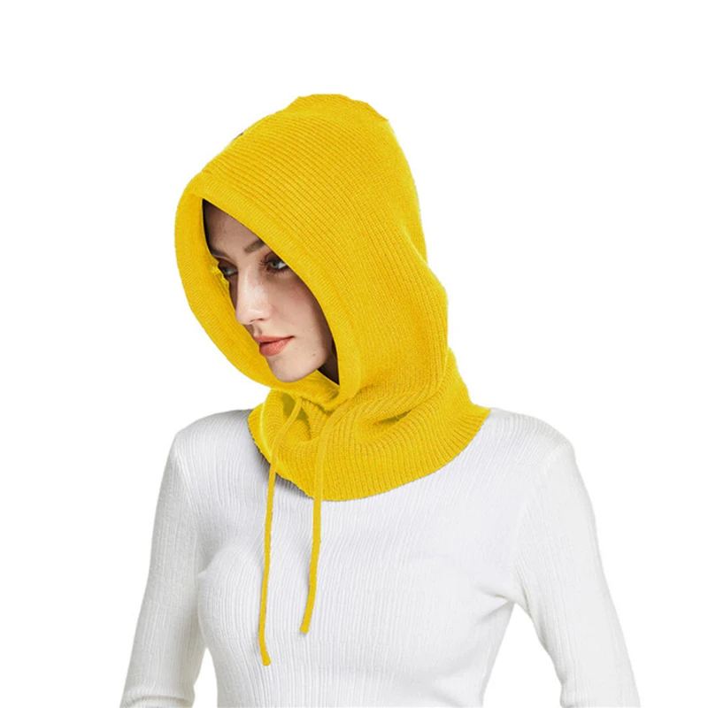 Cashmere Knitted Hooded Hat Women Winter Neck Cover Balaclava Skullies ...