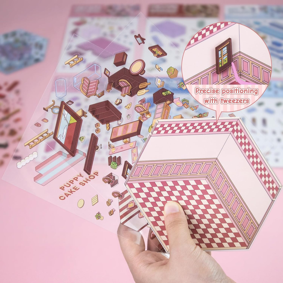 DIY 3D Sticker Scenes 6 Sets for Adults Kids, Make Your Own Mini Home ...