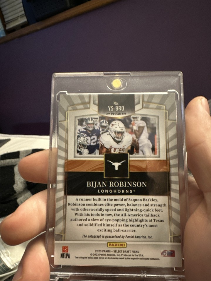 2023 select draft pick youth explosion Bijan Robinson signature Gold ...