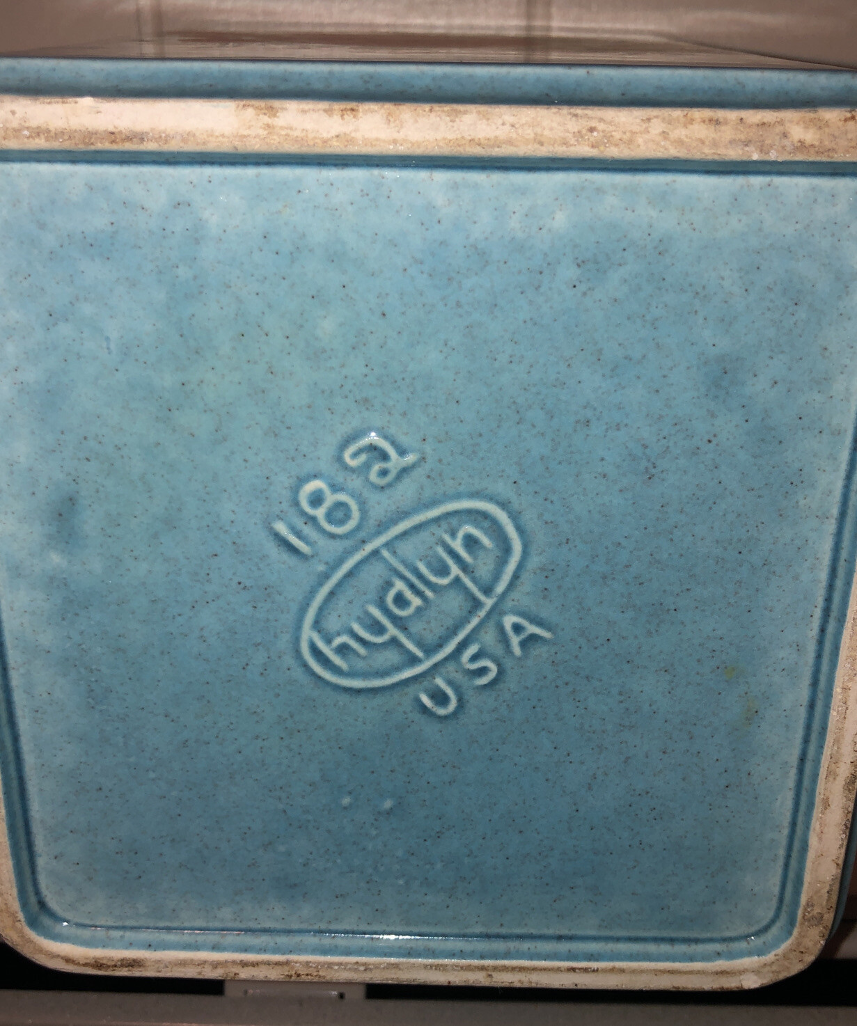 Vintage Hyalyn Pottery USA Teal Blue Canister w/ Fruit Image 8.5x5x5 ...