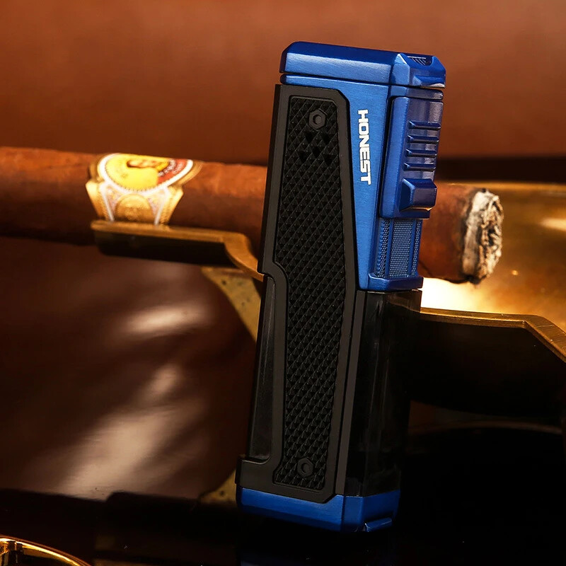 4 Jet Flame Punch Torch Lighter Cigar Lighter Refillable Torch Butane ...