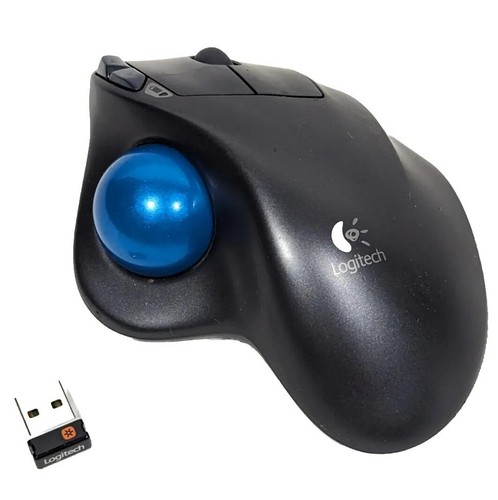 Logitech M570 Wireless Trackball Ergonomic Mouse Blue Ball Windows Mac ...