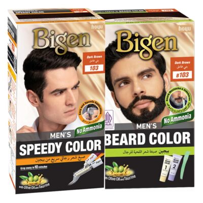 Bigen Mens Beard Colour, 40g - Dark Brown 103 with aloe extract and ...