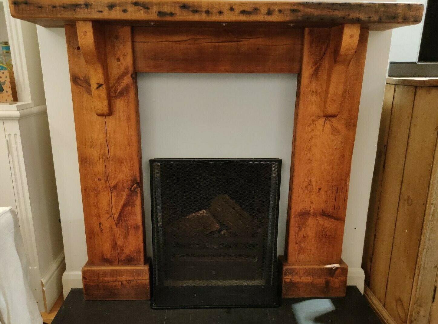 solid wood fire surround - reclaimed solid wood, rustic | eBay UK