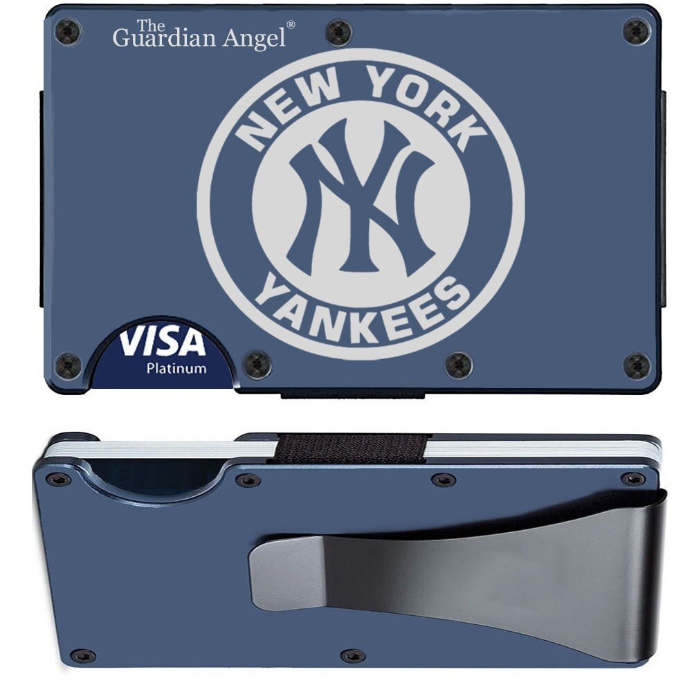 New York Yankees Engraved Titanium Blue RFID Blocking Wallet w Clip D7 ...