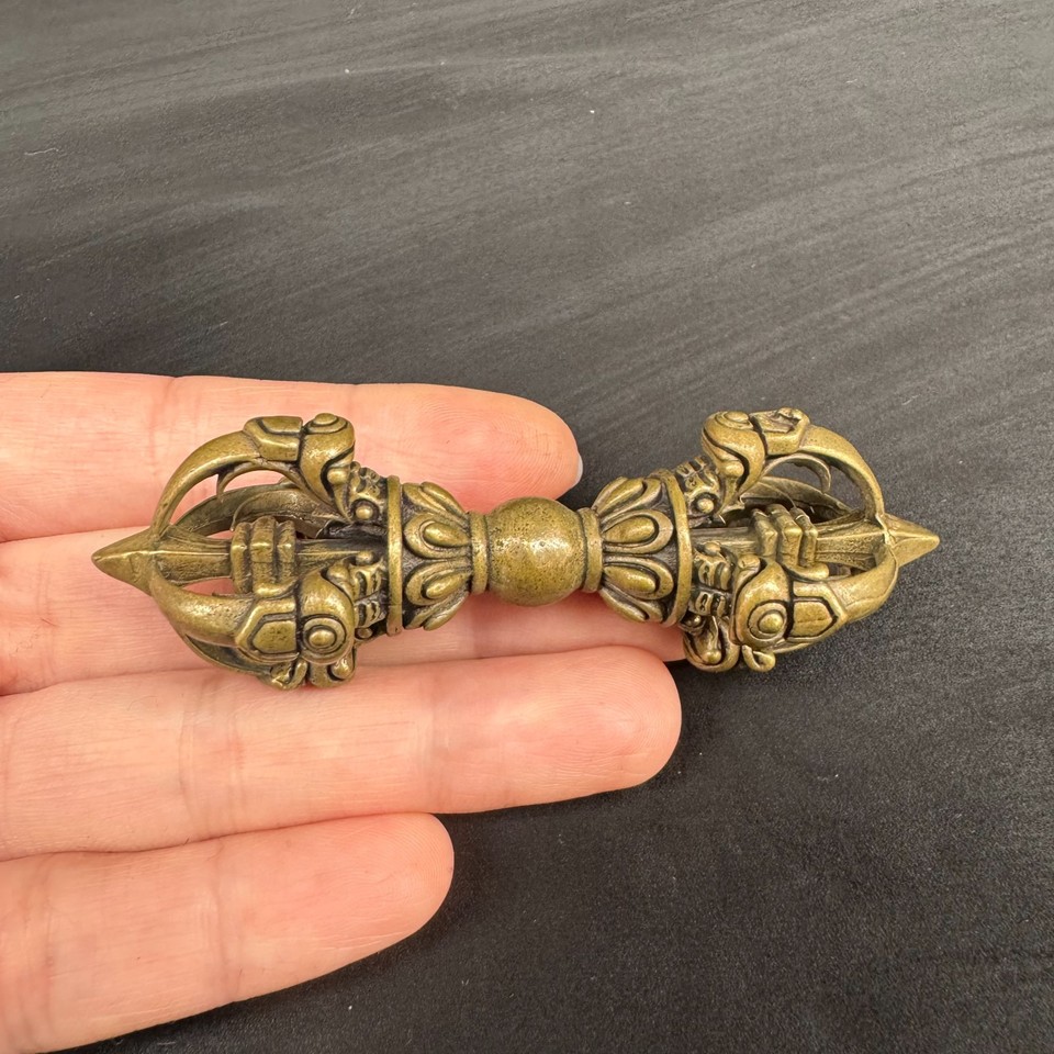 Old Tibetan Buddhism Yellow Lima Copper Five shares lotus vajra ritual ...