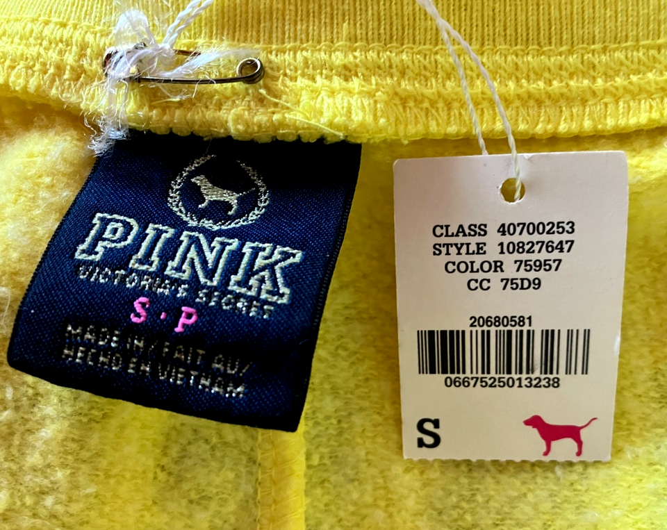 PINK Yellow Track Bottoms Size S Cost £45 | eBay UK