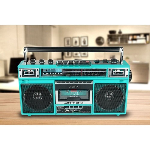 Supersonic Retro 4-Band Radio and Cassette Player with Bluetooth ...