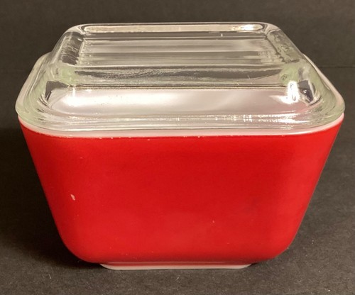 Vintage 1947-1967 PYREX Red Opal Ware Refrigerator Dish 501-B Lid 501-C ...