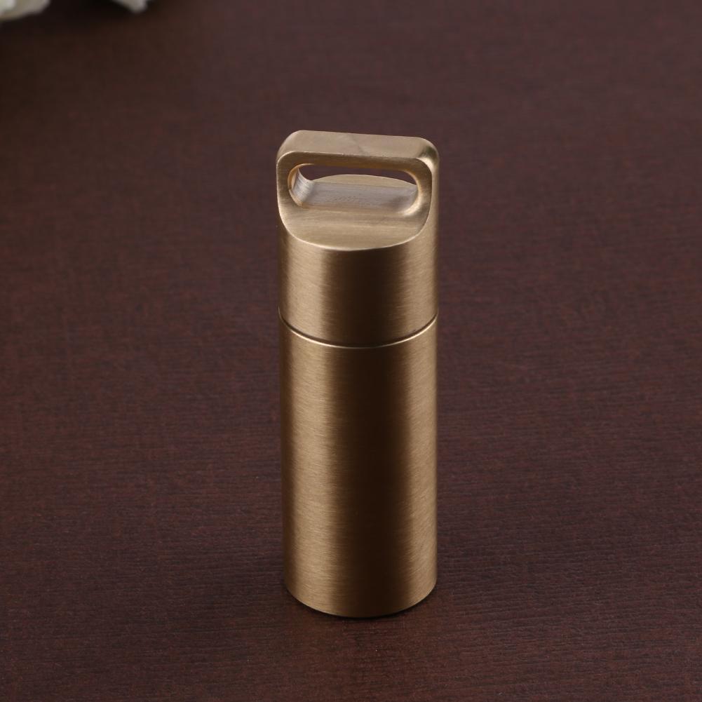 Waterproof Brass Medicine Bottle Drug Holder Pill Container Keychain ...