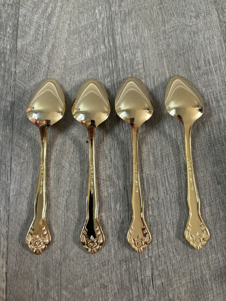 Rogers Gold Rose Pattern Silverware Flatware Stainless Korea 4 ...