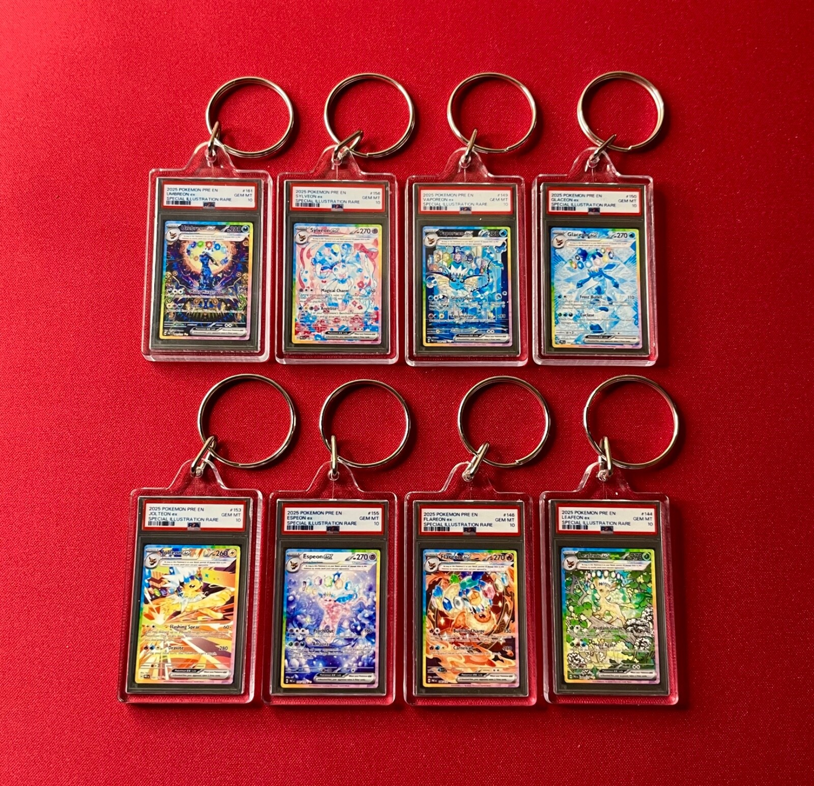 Pokémon Eevee Evolution Prismatic SIR Set Mini Slab Keychains PSA 10 (8 ...