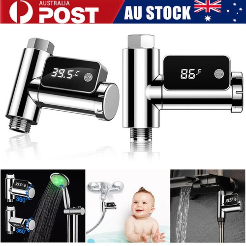 Digital Shower Temperature LED Display Flow Water Thermometer Realtime ...