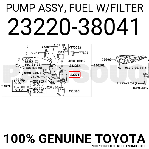 2322038041 Genuine Toyota PUMP ASSY, FUEL W/FILTER 23220-38041 | eBay
