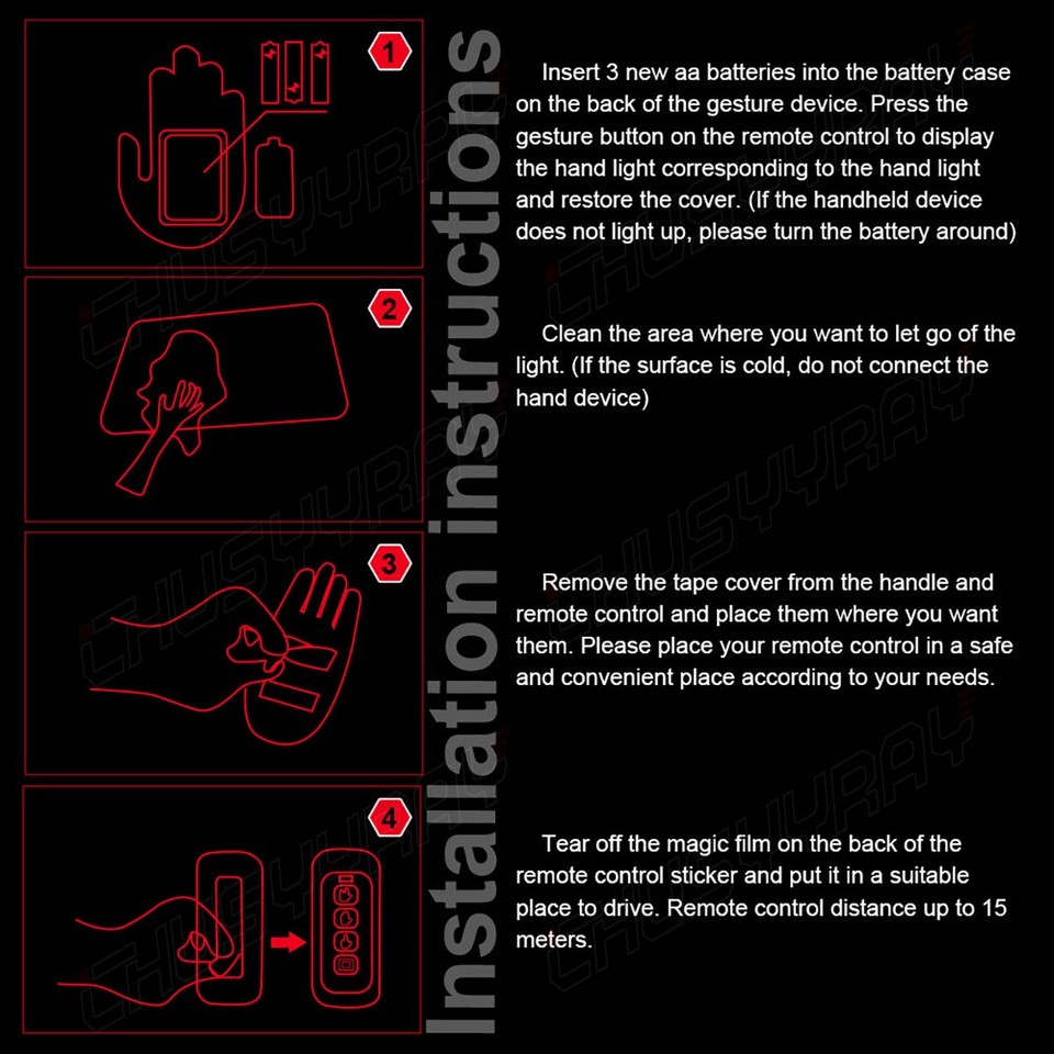 Hand Gesture LED Light Fit For Car Finger Gesture Light with Remote Car ...