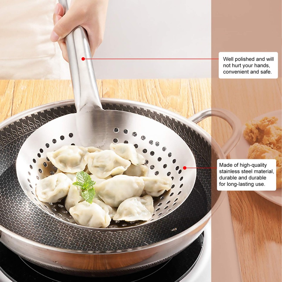 Meat Slotted metal mandarin strainer Skimmer Stainless Steel Colander ...