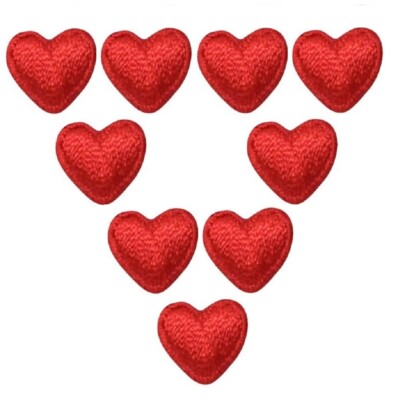 Mini Red Heart Applique Patch - Small Love Badge .5" (9-Pack, Iron on ...