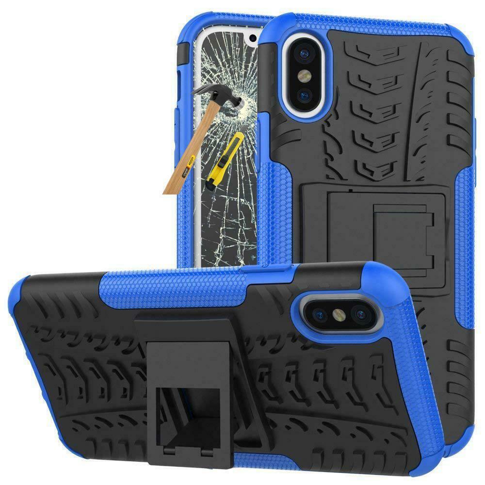 For Apple iPhone X New Genuine Shock Proof Stand Phone Case Cover +Temp ...