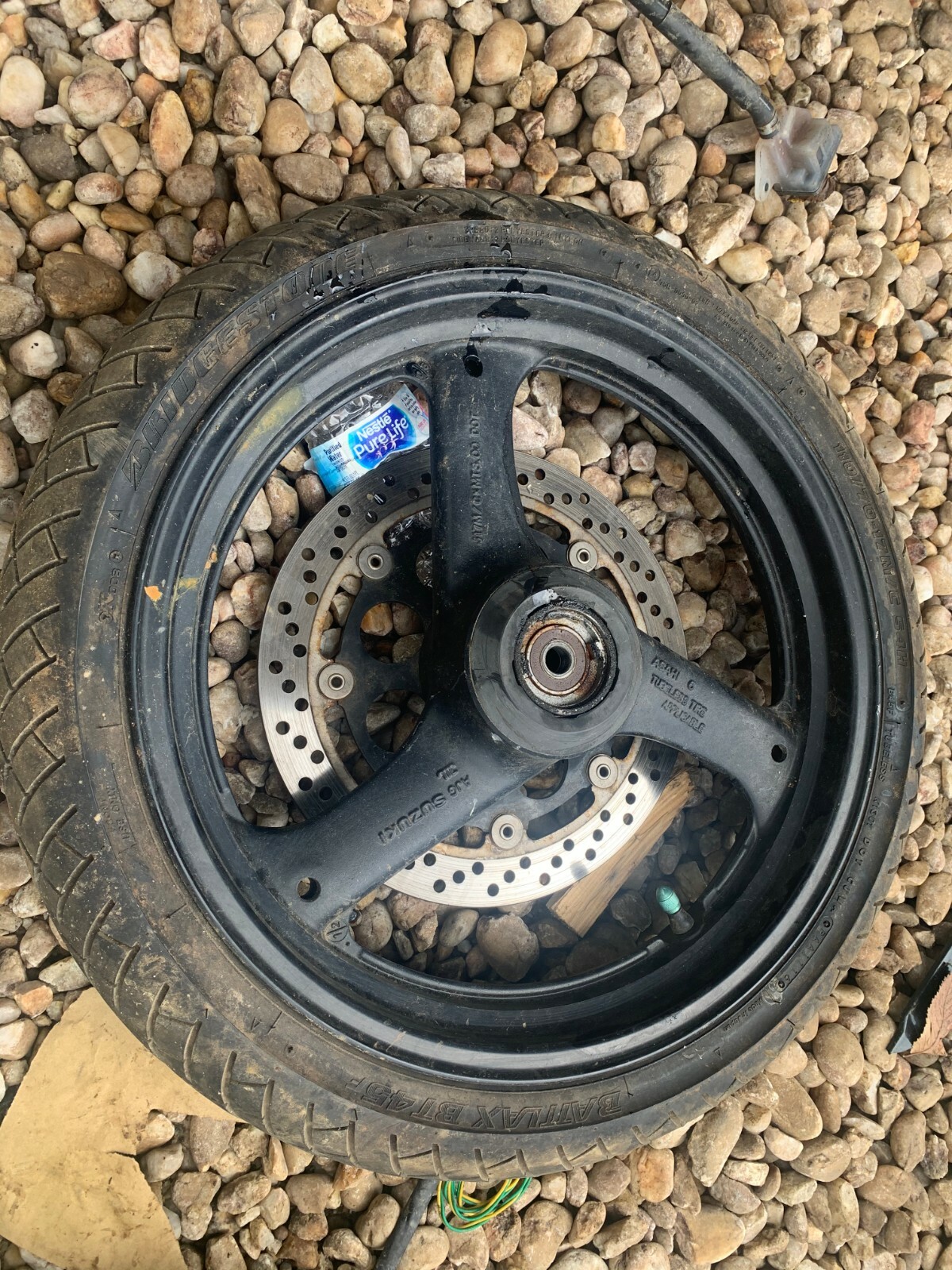 04-09 SUZUKI GS500F GS500 FRONT WHEEL RIM W/ TIRE AND ROTOR | eBay