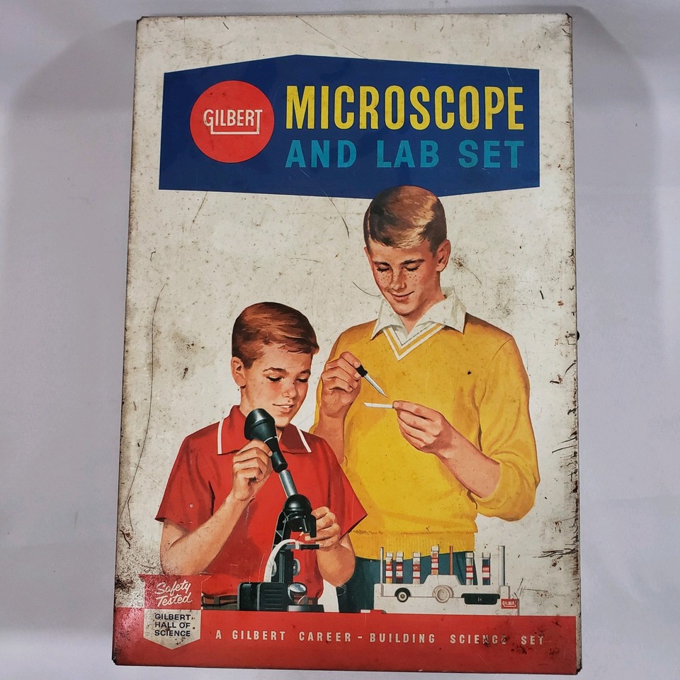 Vintage Gilbert Microscope and Lab Set in Original Metal Box Child's ...