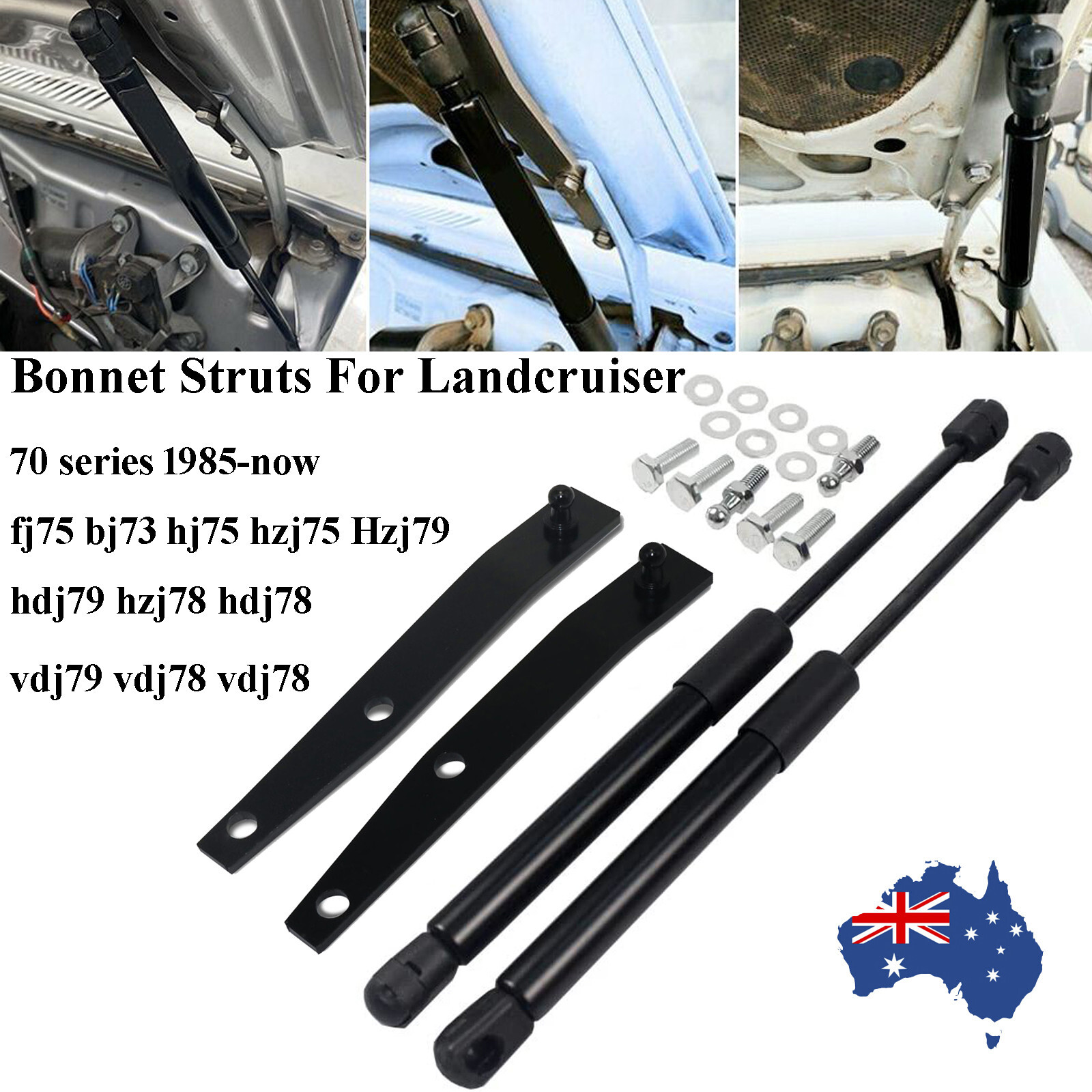 Bolt In Bonnet Gas Struts For Toyota Landcruiser 70 series fj75 bj73 ...