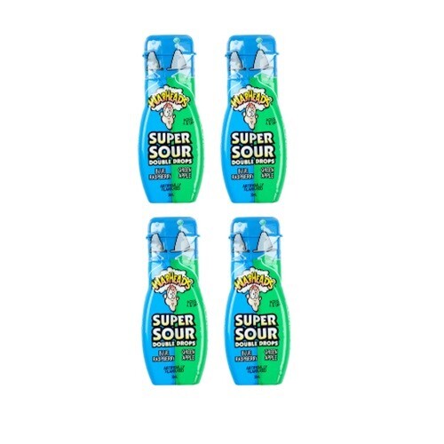 903531 4 x 30ml CONTAINERS WARHEADS SUPER SOUR DOUBLE DROPS ASSORTED ...