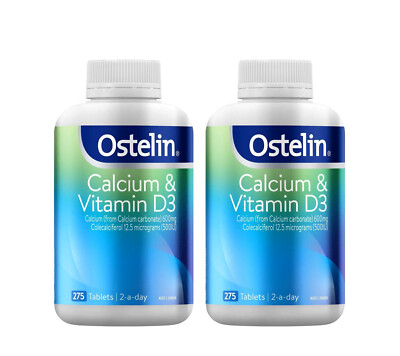 2x Ostelin Calcium & Vitamin D3 Vitamin D 275 TABs for Bone Health ...