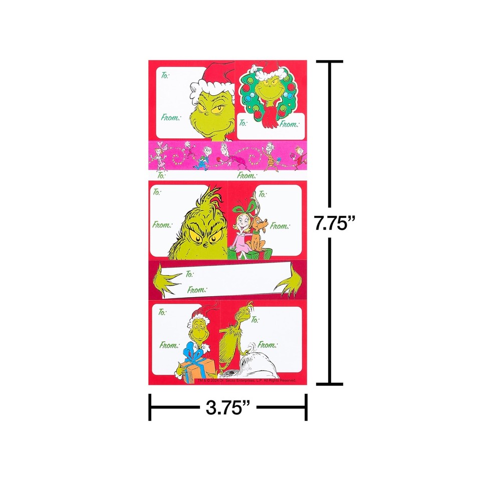 American Greetings Christmas Gift Tags Stickers Gift, The Grinch (96 ...