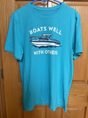 Life is Good Men's •Medium• Turquoise Crusher Cotton Soft Boat Theme ...