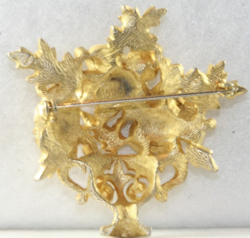 VINTAGE HOBE RHINESTONE FLOWER URN PIN BROOCH | eBay