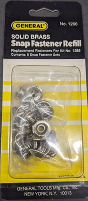 General Tools 1266 Solid Brass Snap Fastener Refill Kit & 6-Snap Set ...