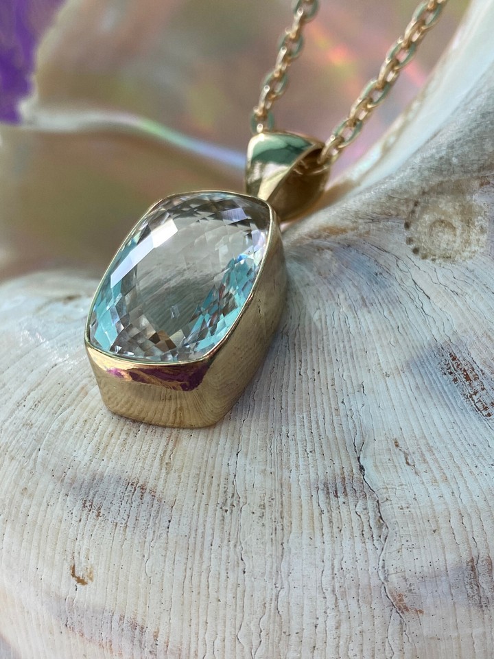 Charles Albert Faceted Quartz Crystal & Alchemia Gold Artisan Pendant ...