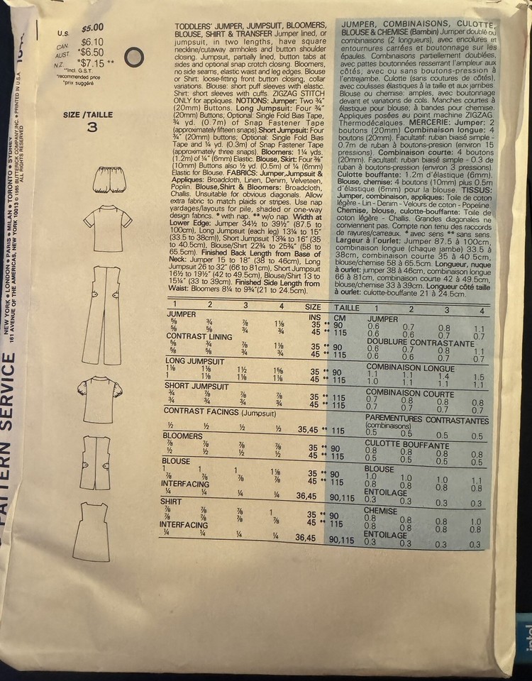 Vtg Little Vogue pattern 1844 Toddlers Transfer Togs Jumpsuit, Jumpsuit sz 3 unc | eBay