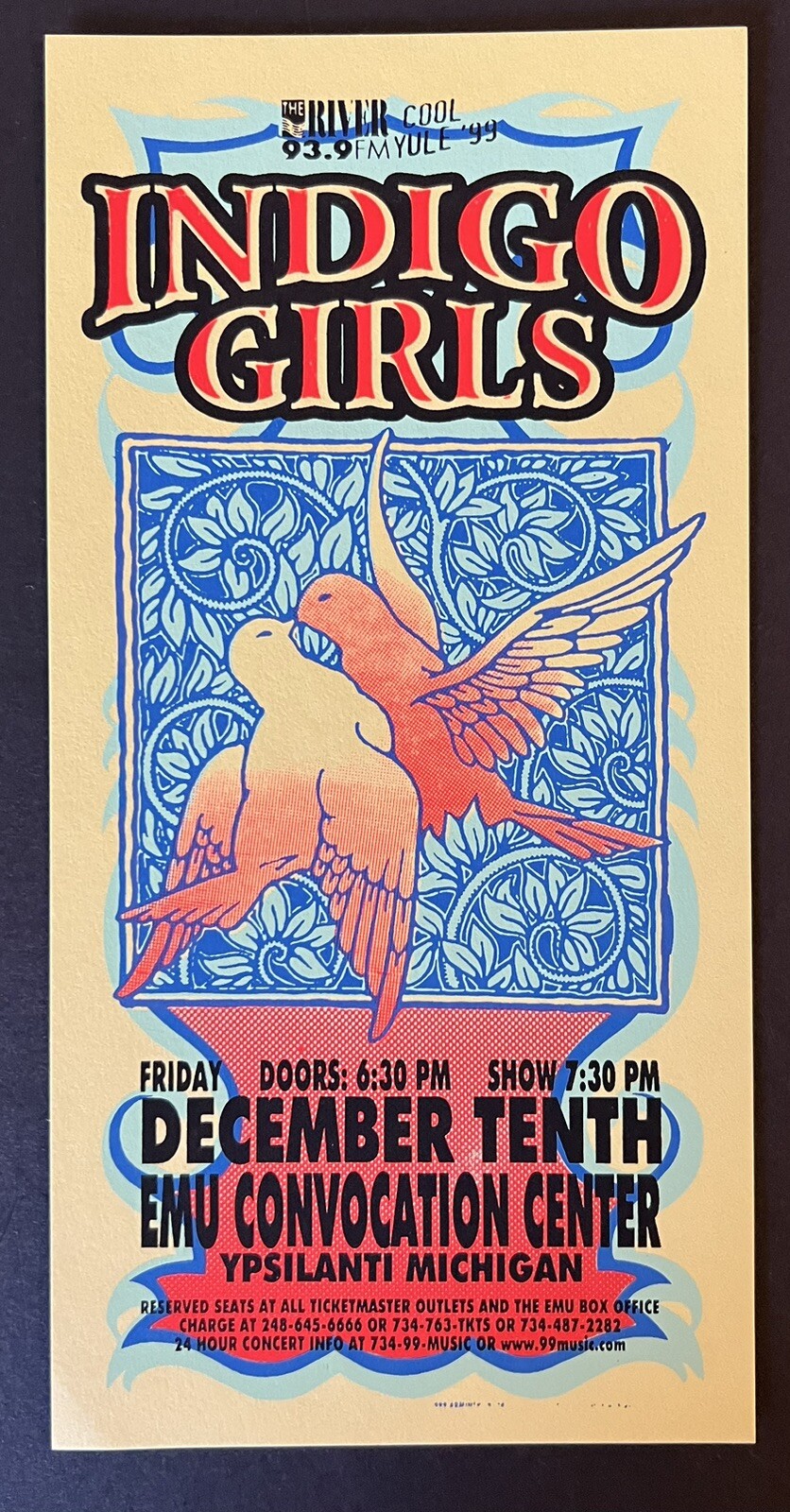 Indigo Girls 1999 Ypsilanti EMU Convocation Center handbill Mark ...