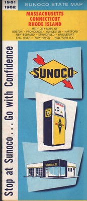 1961 Sunoco Road Map: Massachusetts Connecticut Rhode Island NOS | eBay