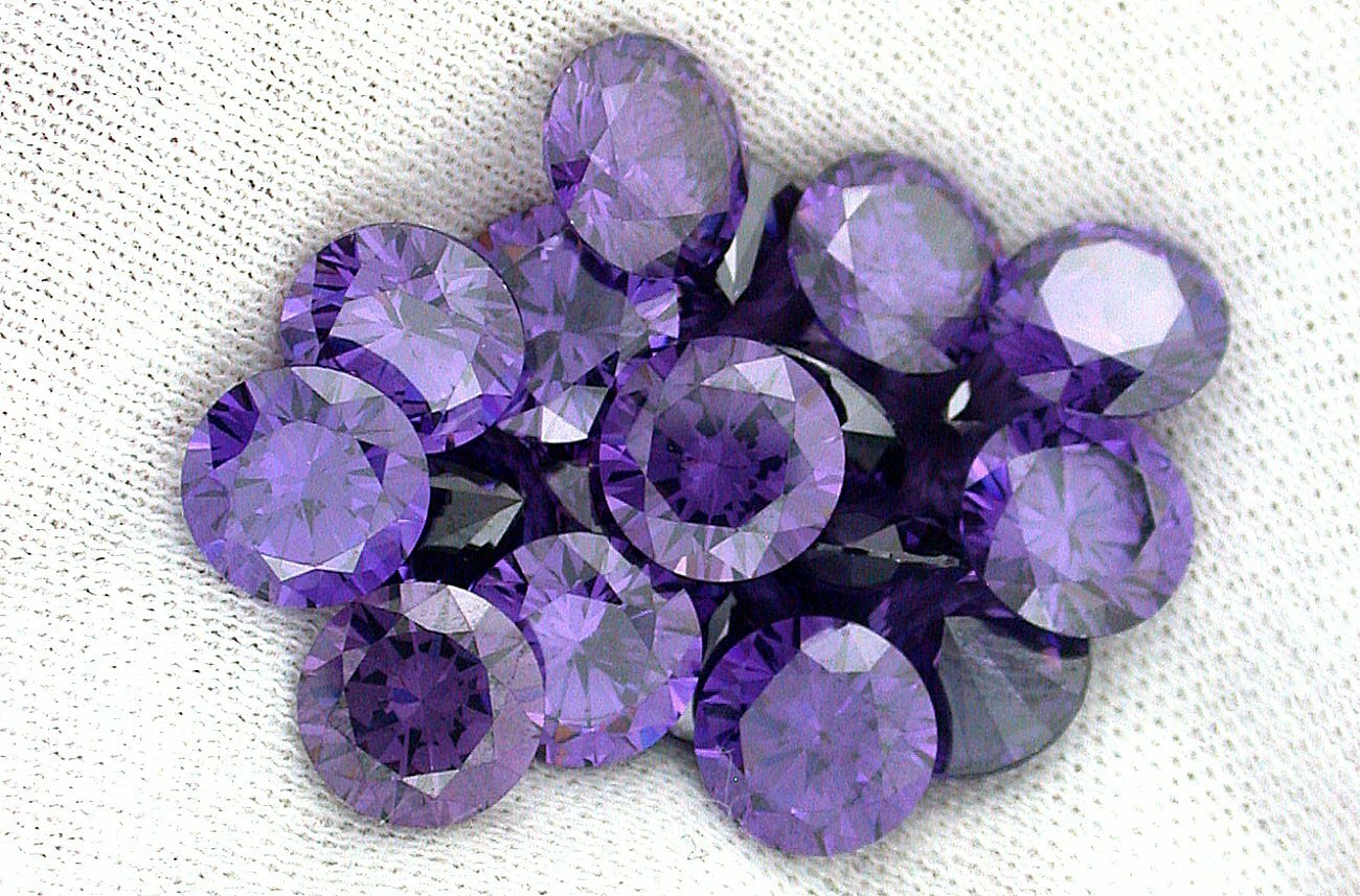 Four 8mm Brilliant Round Purple Amethyst Color Cubic Zirconia CZ ...